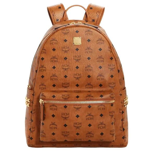 MCM | Bags | Mcm Stark Logo Monogram Medium Side Studded Backpack In ...